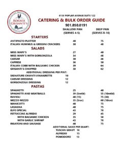 Catering & Bulk Menu | RONNIE GRISANTI'S